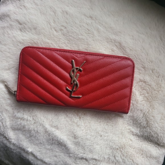 Yves Saint Laurent | Bags | Soldysl Cassandre Metalass Zip Around ...